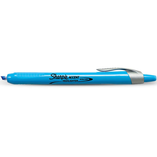 Sharpie Accent Retractable Highlighter Fluorescent Blue Dozen