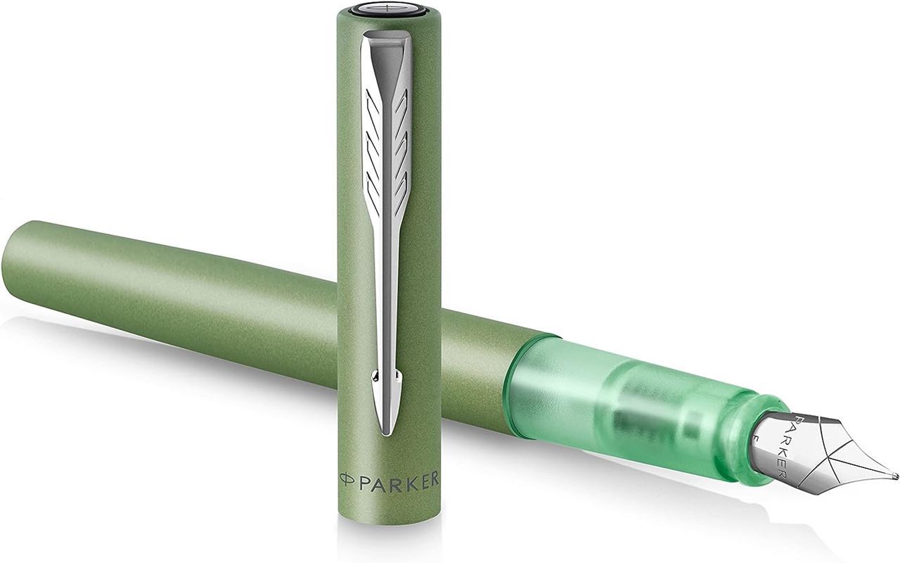 Parker Vector XL Green & Chrome Trim Fountain Pen Medium Nib-Montgomery Pens Fountain Pen Store ...