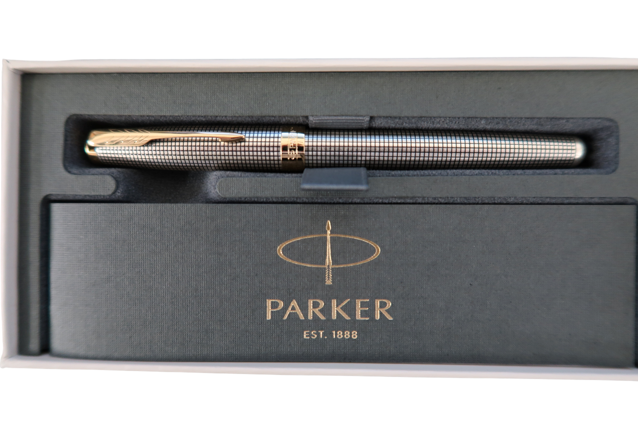 Parker Sonnet Sterling Silver Cisele Gold Trim Rollerball Pen-Montgomery Pens Fountain Pen Store ...
